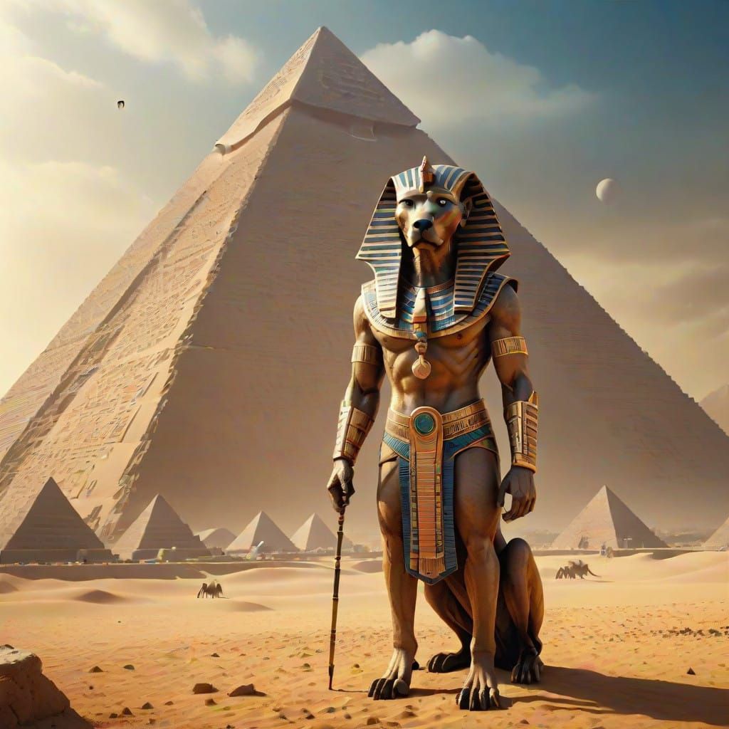 Ancient Egyptian Aliens Roam a Majestic Pyramid - AI Art