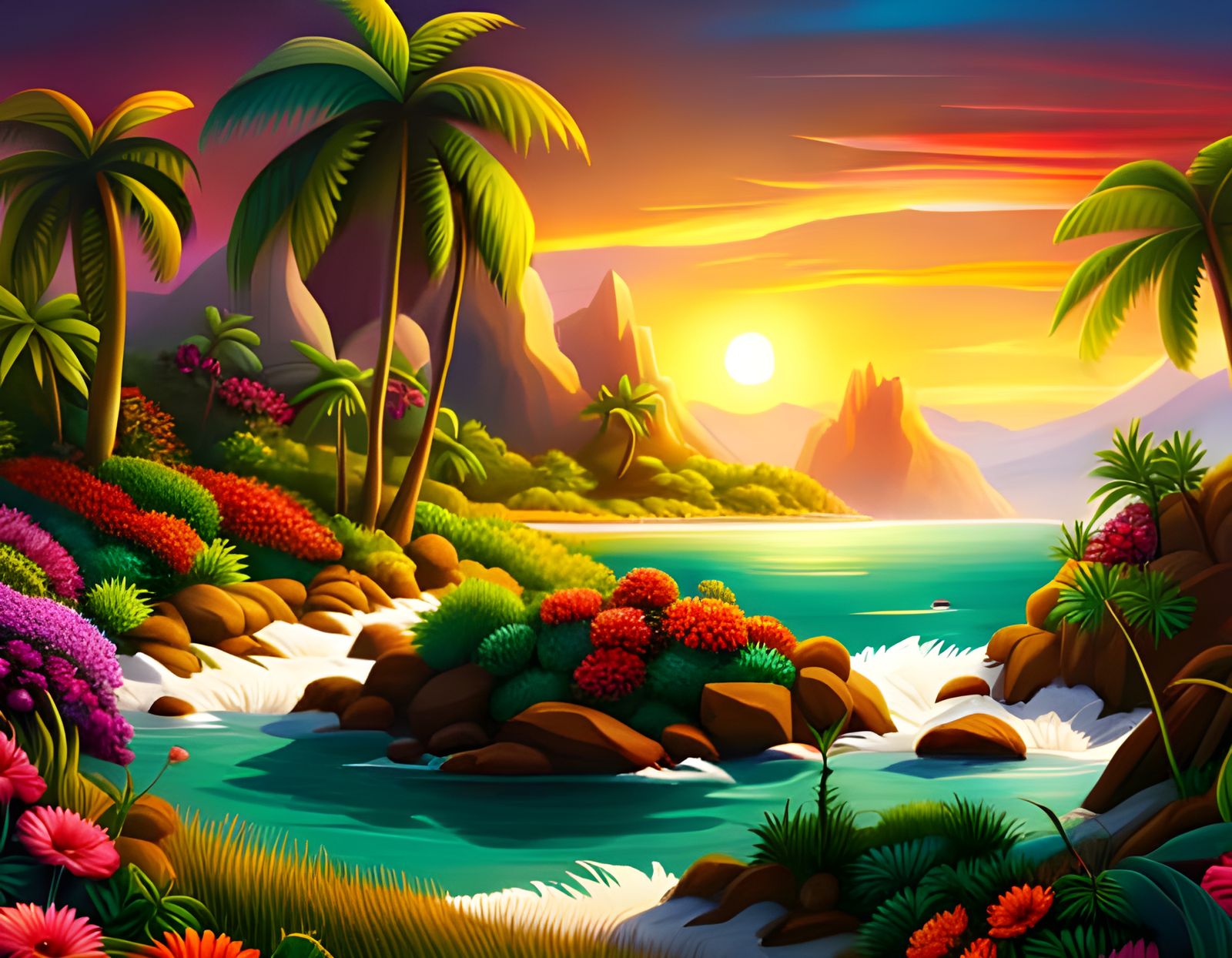 34-Matte/epic :: Visual TROPICAL ISLAND landscape representation of ...