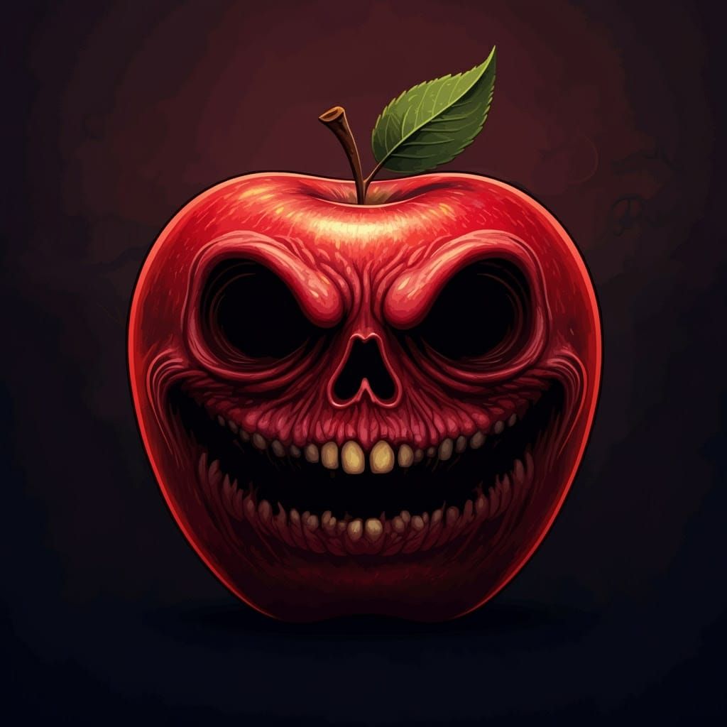 Surreal Dark Fantasy Apple Monstrosity in Cyberpun... - AI Art