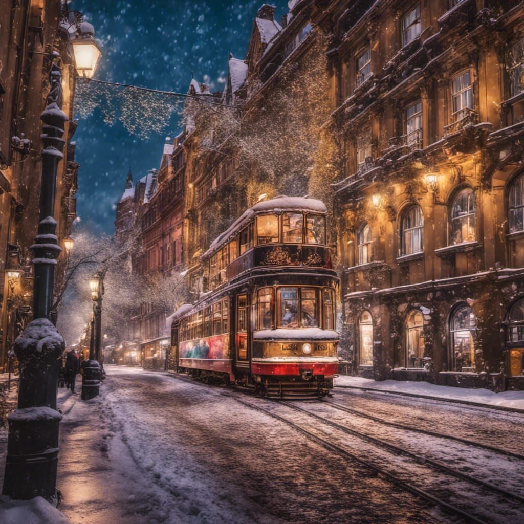A Snowy London Street - AI Generated Artwork - NightCafe Creator