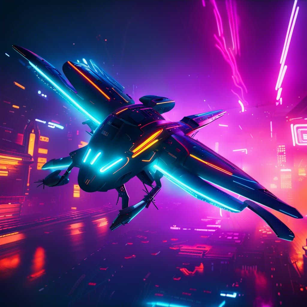Cyberpunk Dragonfly Plane - AI Generated Artwork - NightCafe Creator