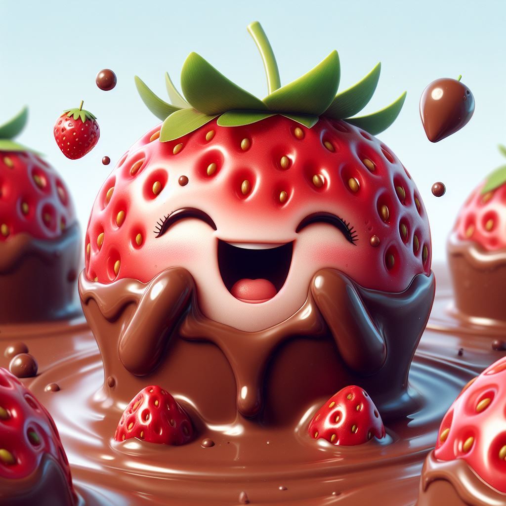 Strawberries swimming in chocolate. - AI Generated Artwork - NightCafe ...