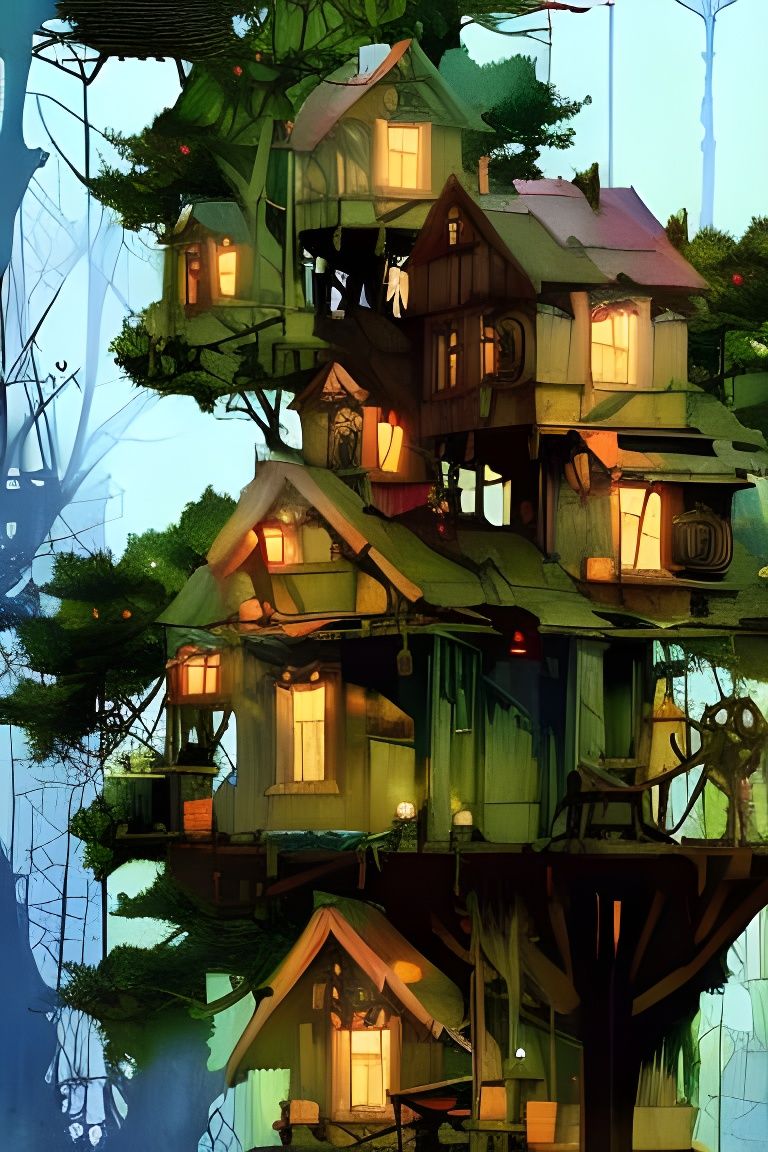 Treehouse - AI Generated Artwork - NightCafe Creator