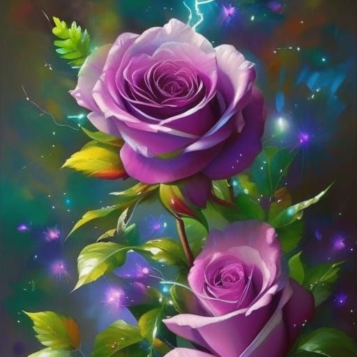 Electrified passion… - Electric Iridescent Purple Roses with...