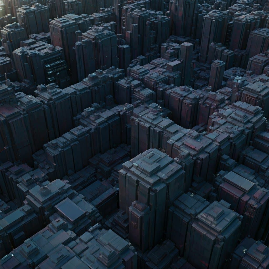 Futuristic Cityscape of Intricately Arranged Cubes... - AI Art