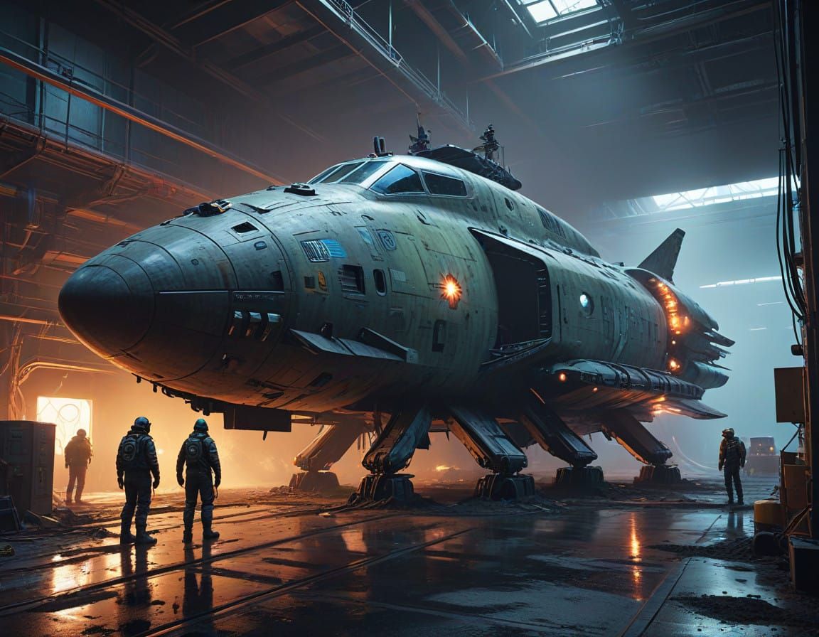 Some veteran Mohawk Space Force guys rebuilding an old FTL drive inter ...