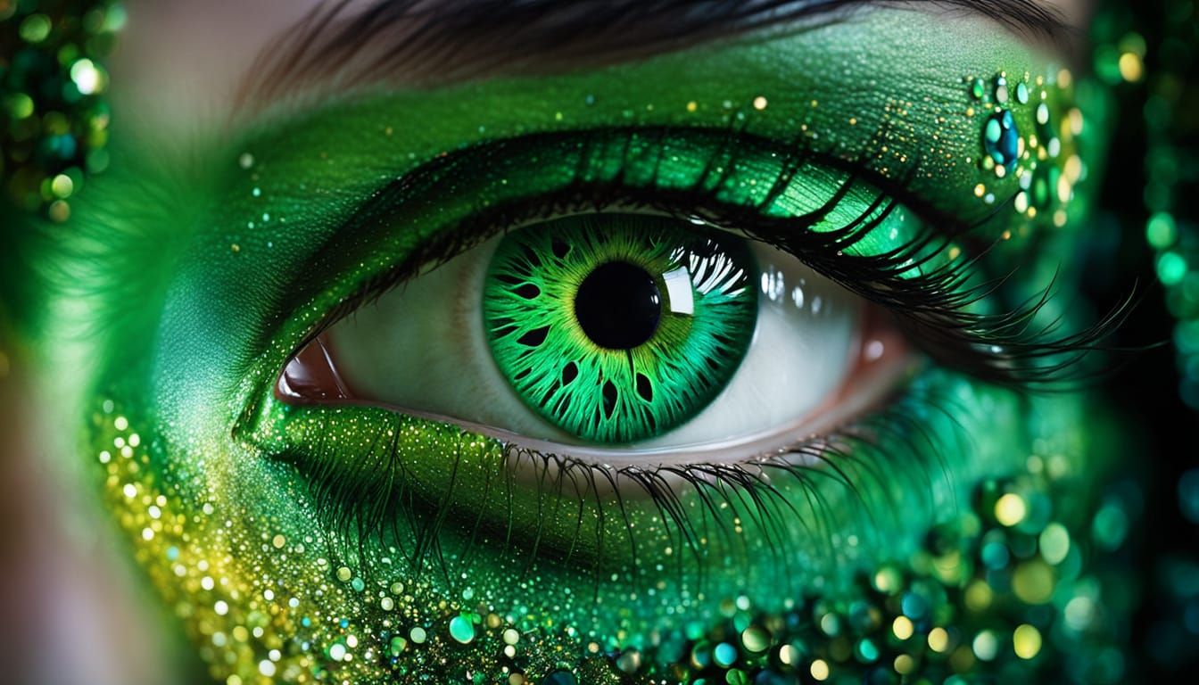 Green eyes - Glowing Emerald Eyes in a Dreamy Shadowscape