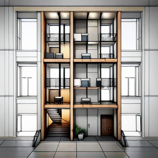 2d paper technical blueprint of an apartment building, 2d blueprint ...