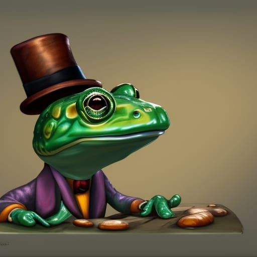 Gentleman frog with a bowler hat and monocle - AI Generated Artwork ...