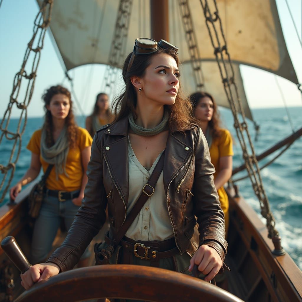 Sailing Siren of the Aegean in Vibrant Retro Style - AI Art