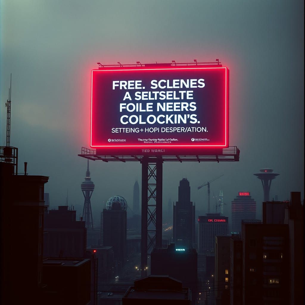 Spectacular Futuristic Billboard Aesthetic in Blad... - AI Art