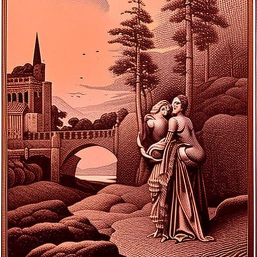 Hyperdetailed wood engraving illustration by Gustave Doré & Virgil Finlay ; medieval, dark ...