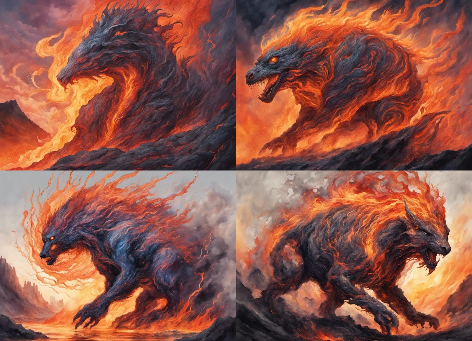 An elemental beast like animal made entirely from swirling torrents of ...