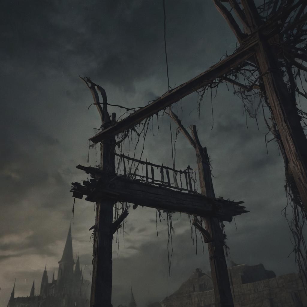 Dead Gallows - Gothic Castle Gallows in Darkening Twilight