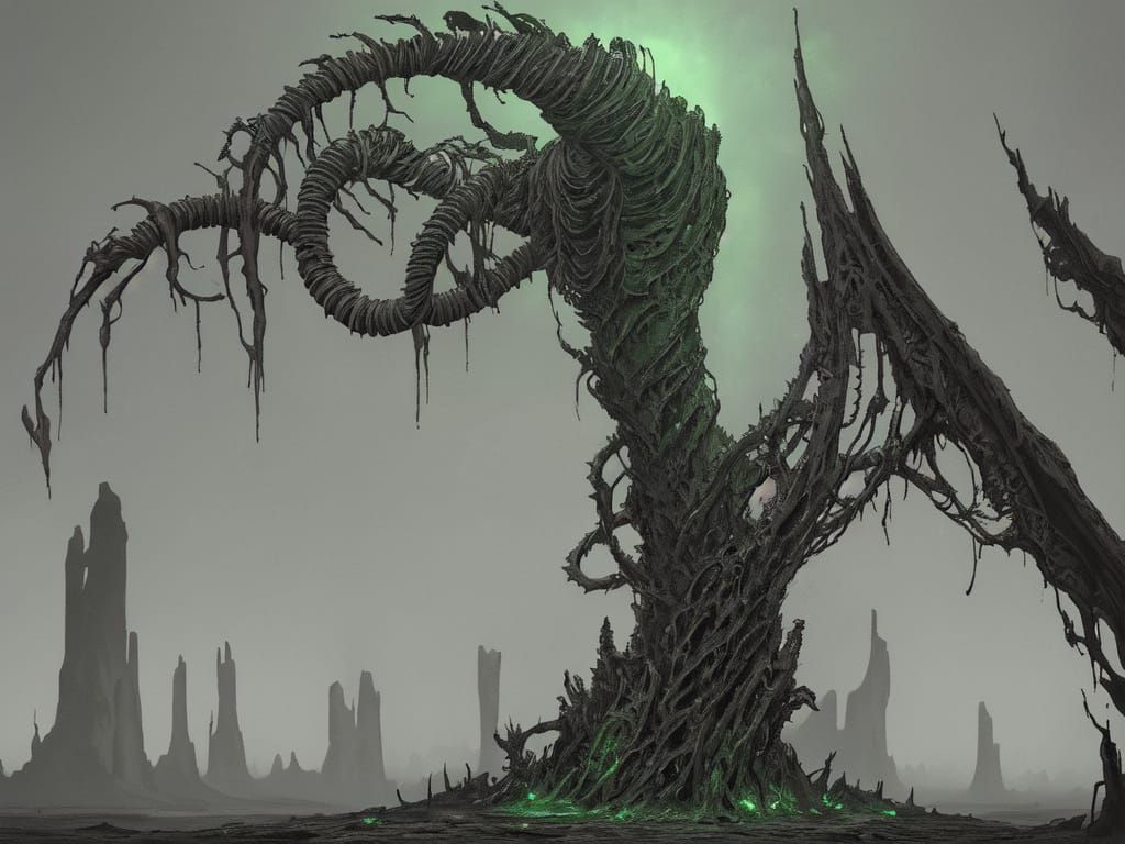 Ethereal Nightmare Sculpture in a Post-Apocalyptic... - AI Art