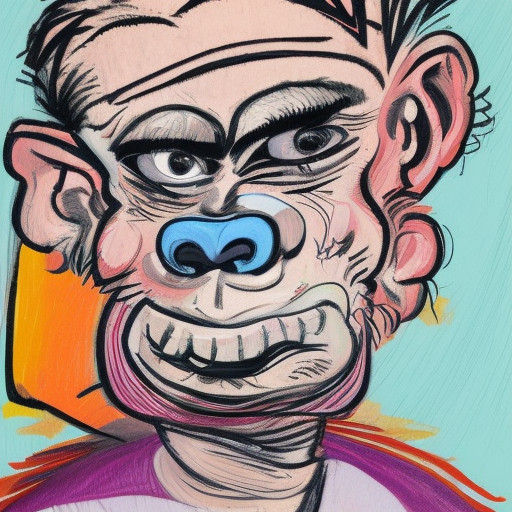 A poorly drawn cartoon portrait of a male, cartoony, surreal, over ...