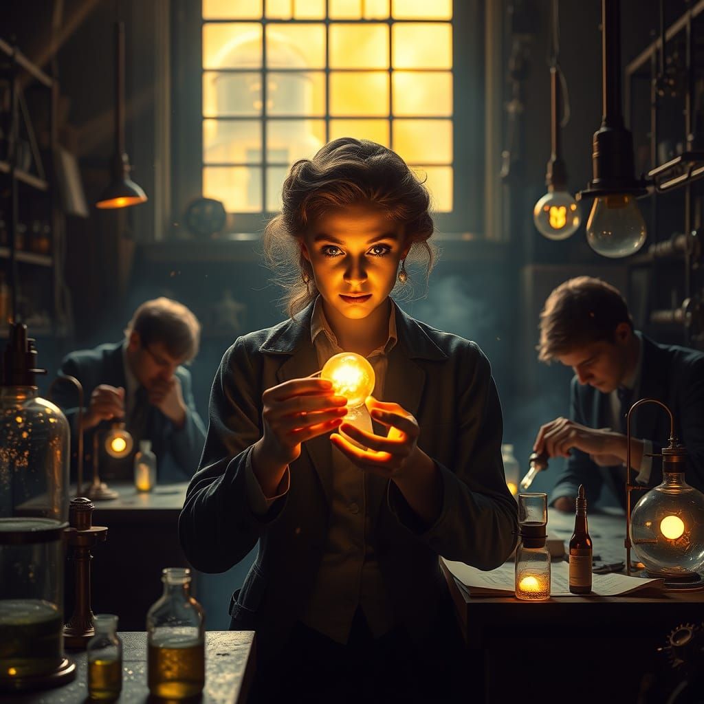 Cinematic Laboratory Scene in Warm, Golden Light - AI Art