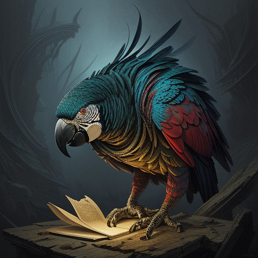 Parrot in Horror style. This is a series using every style available to me.