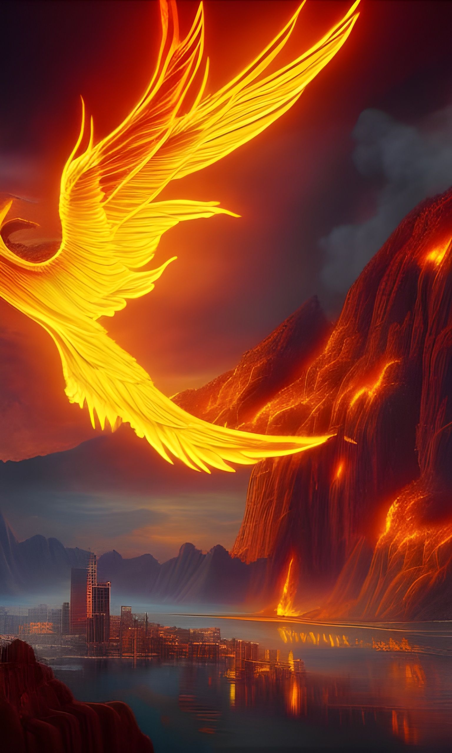 Fire Phoenix, - AI Generated Artwork - NightCafe Creator