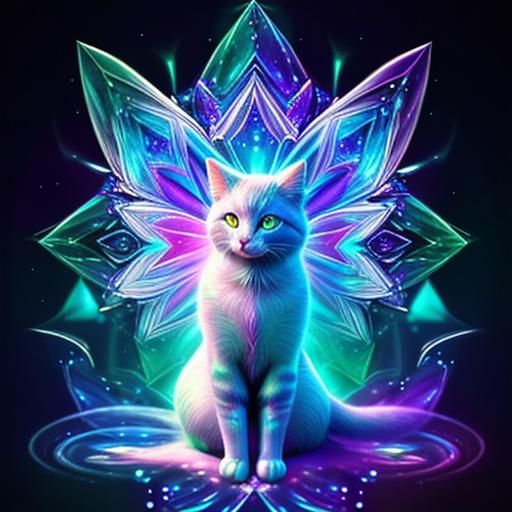 Psychedelic ethereal crystal cat& crystal vibes& shimmery vibes ...