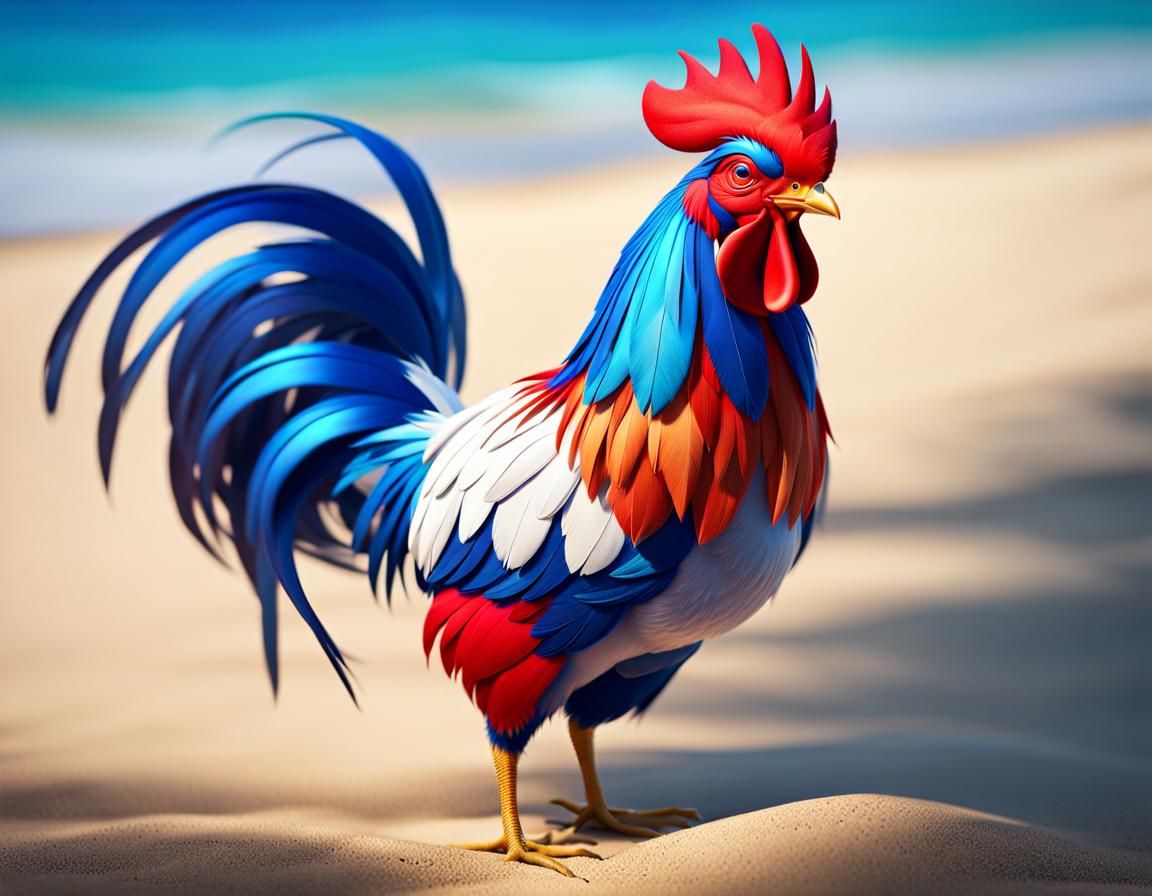 French rooster on the beach - AI Generated Artwork - NightCafe Creator