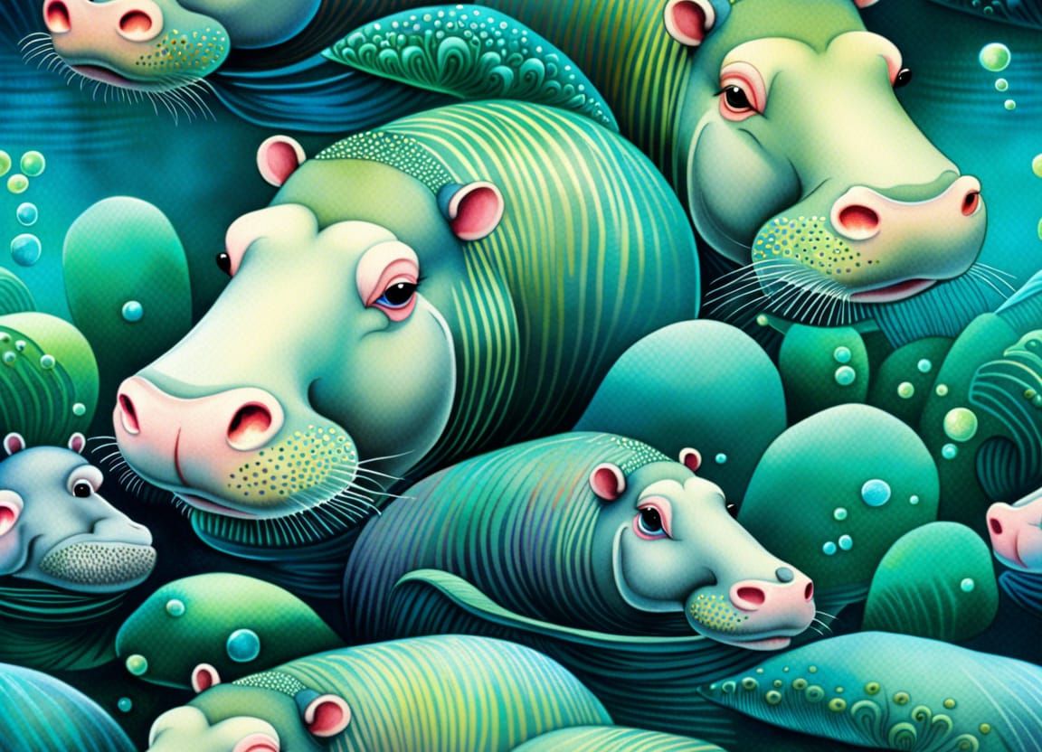 Hippos - AI Generated Artwork - NightCafe Creator