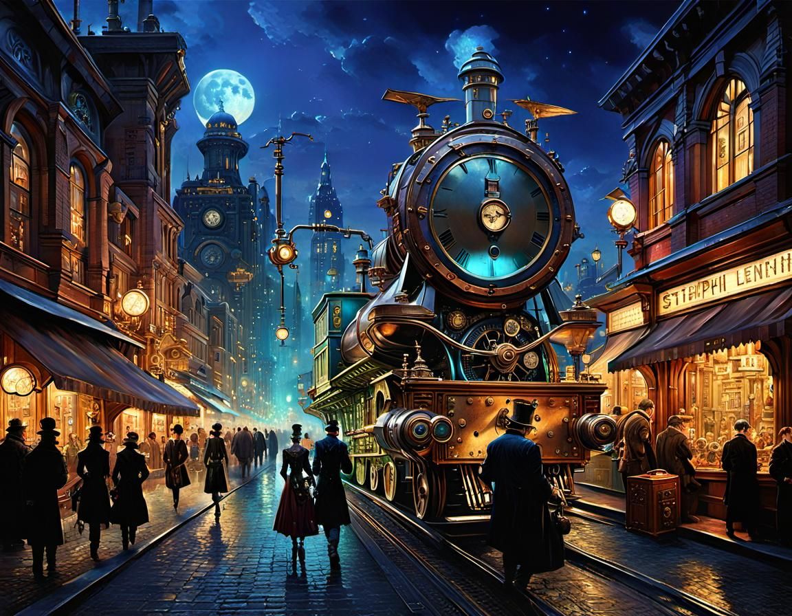 Steampunk Night 2 - AI Generated Artwork - NightCafe Creator