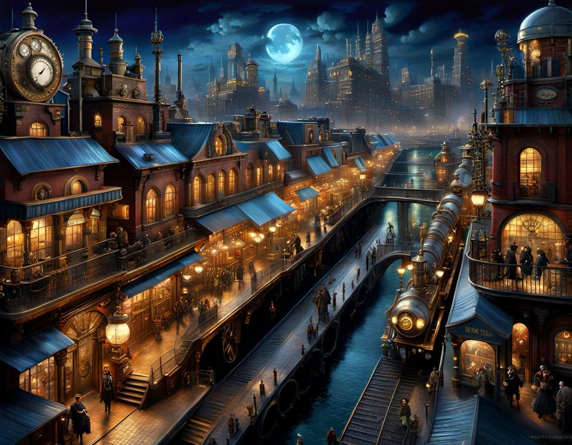 Steampunk Night 4 - AI Generated Artwork - NightCafe Creator
