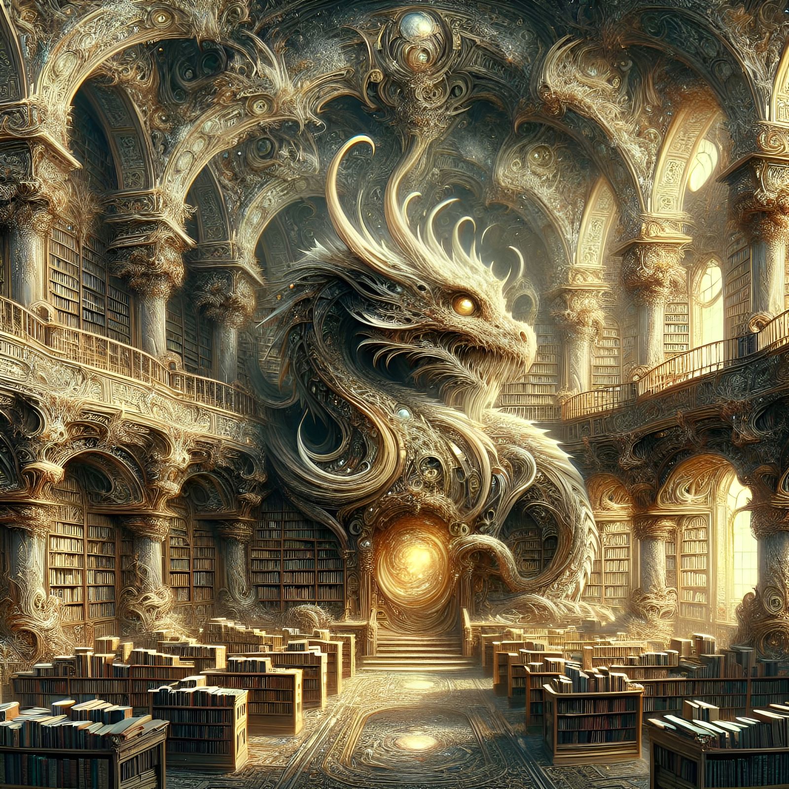 Dragon Library - AI Generated Artwork - NightCafe Creator