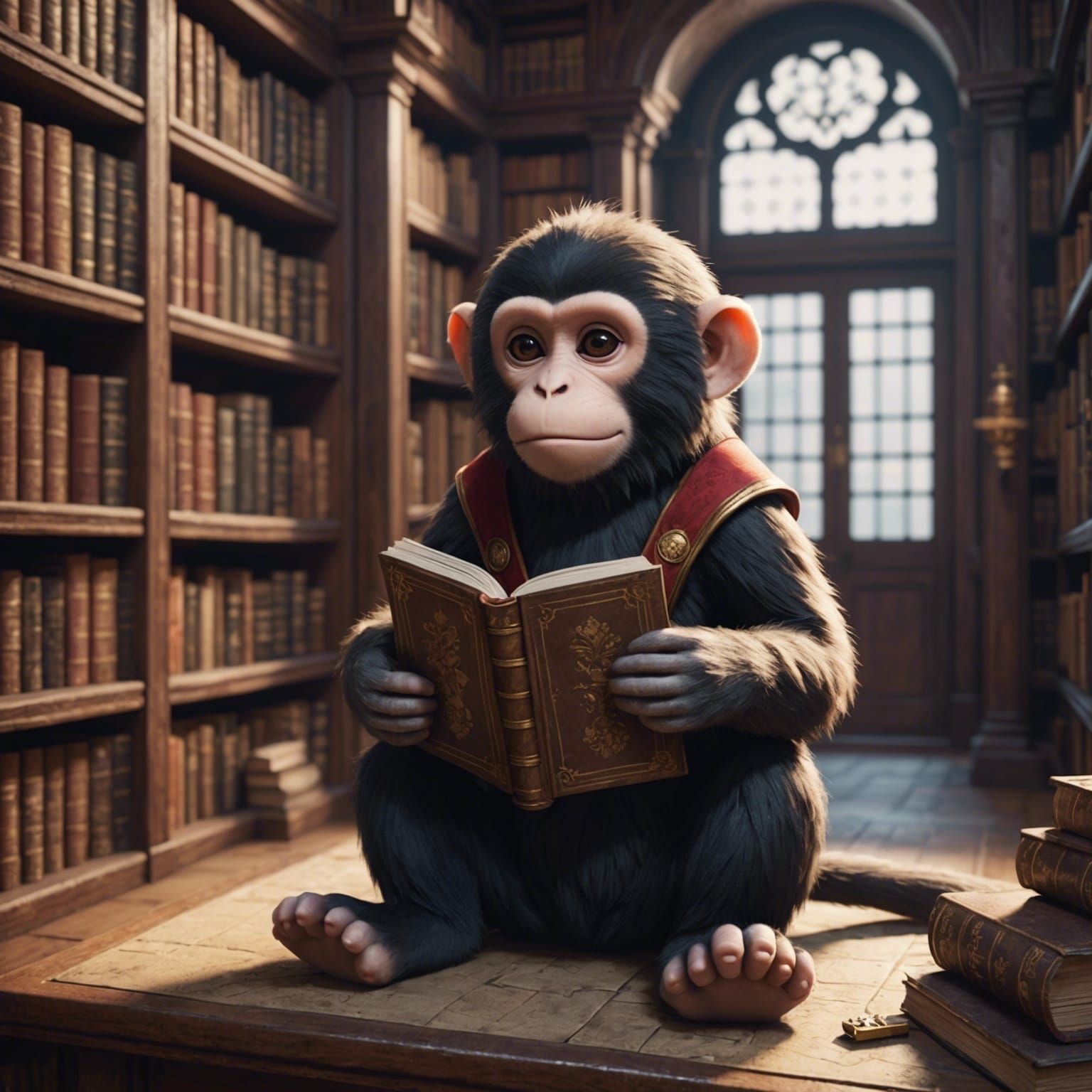 A monkey reading a book - AI Generated Artwork - NightCafe Creator