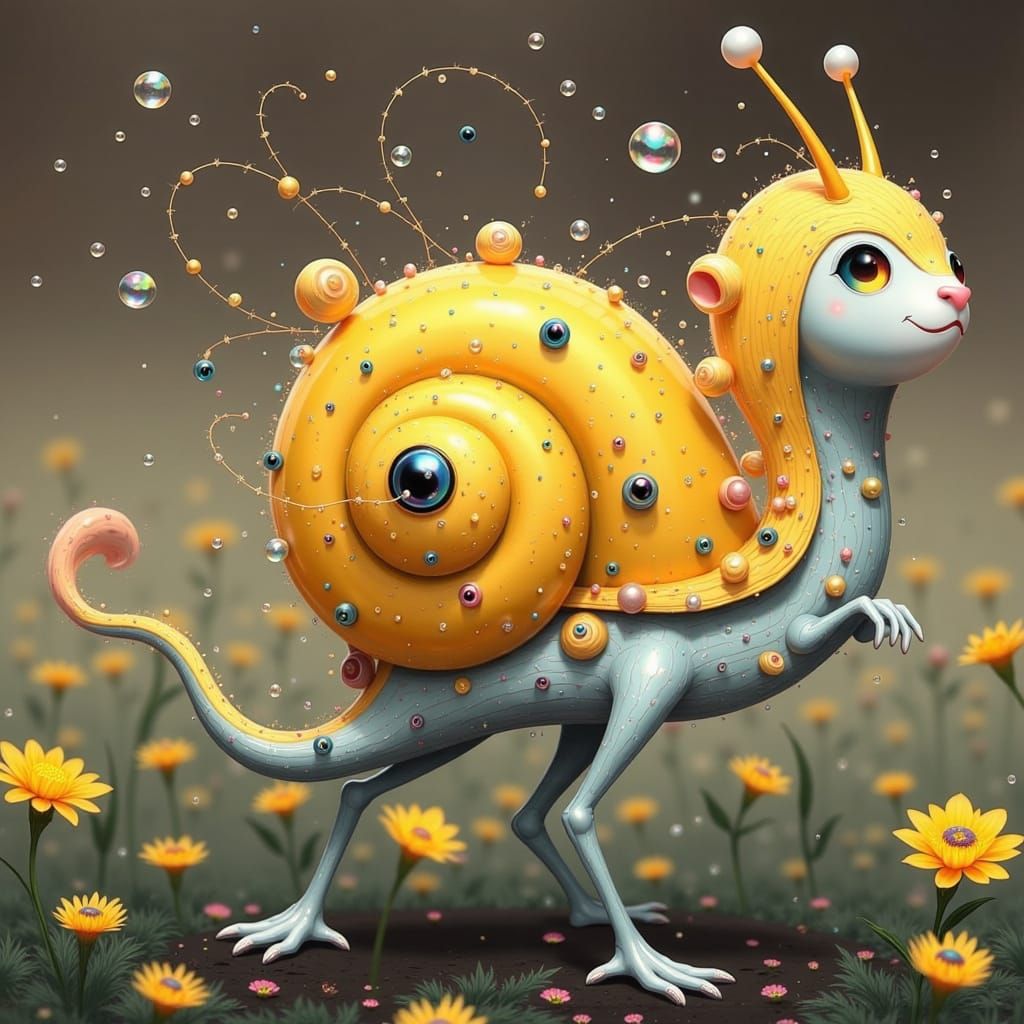 Whimsical Snail-Cheetah Hybrid in a Dreamlike Worl... - AI Art