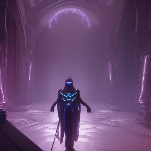 3d Tron gates into the metaverse with army synthwave neon retro ...