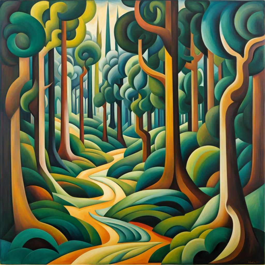 eldritch forest, cubism, style of ANDRE LHOTE - AI Generated Artwork ...