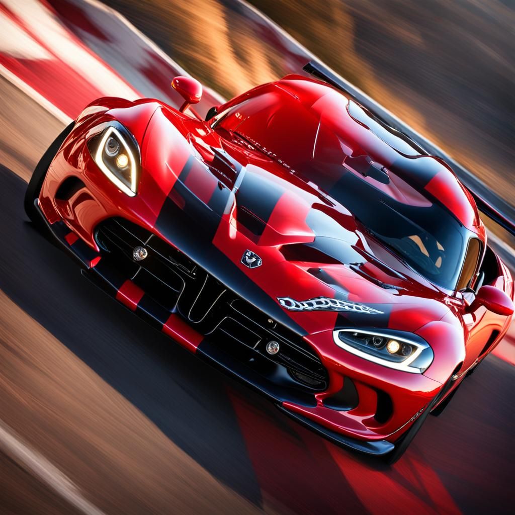 Bold Red Dodge Viper Speeds Through Laguna Seca in... - AI Art