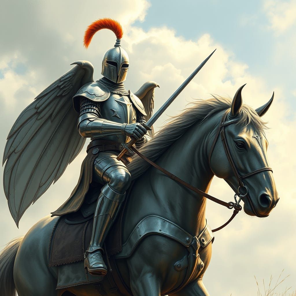 A Knight in Insect Armor Rides His Steed - AI Art