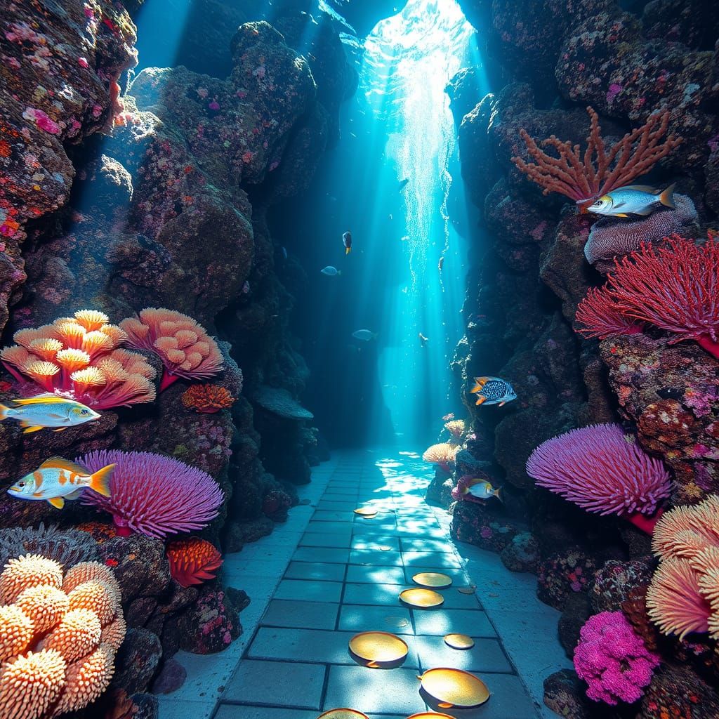 Sunken pathway - Mystical Underwater Realm Reveals Sunken P...