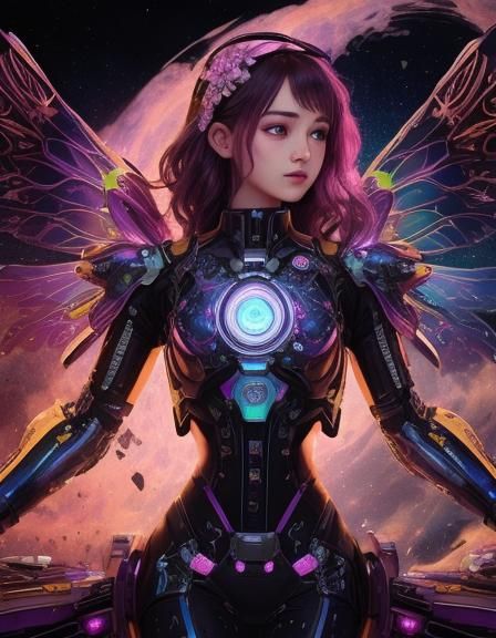 (hyper detailed shiny artwork of a floating beautiful fairy with ...