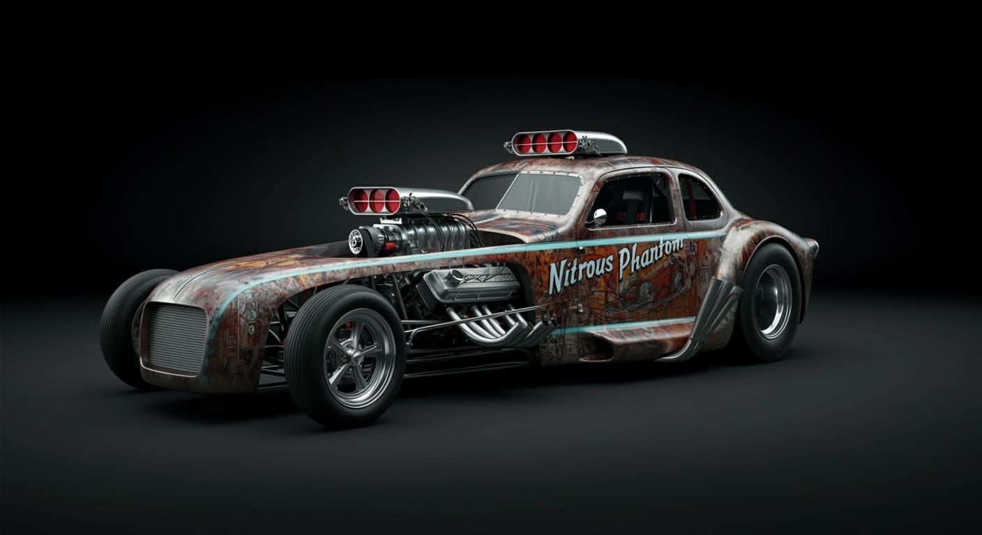 Classic Dragster Meets High-Tech Powerhouse in Cyb... - AI Art