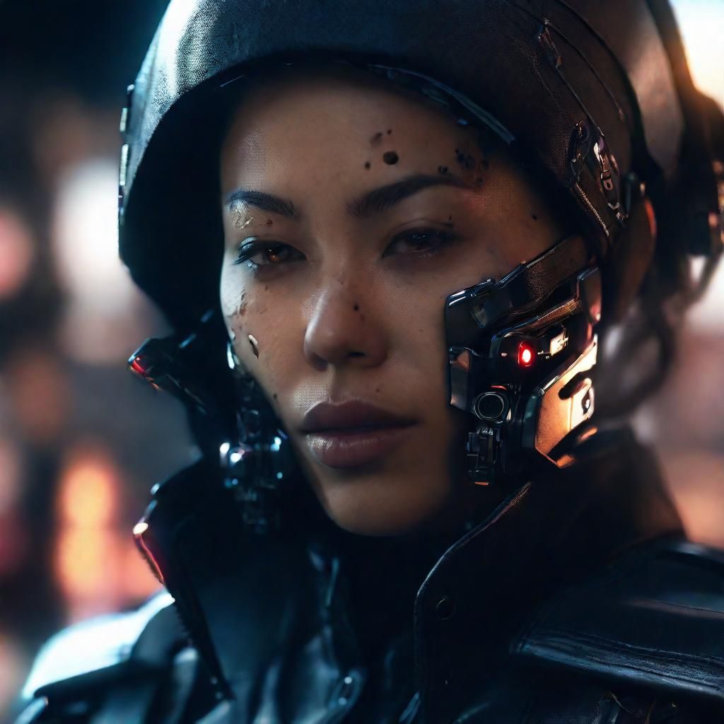 cyberpunk, Close-up portrait of a cyborg assassin, dramatic lighting ...
