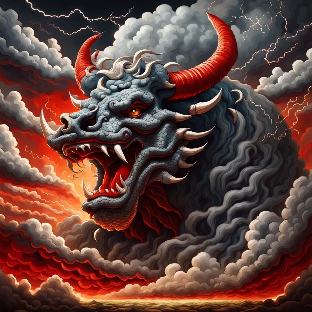 Bull raging in a storm - AI Generated Artwork - NightCafe Creator
