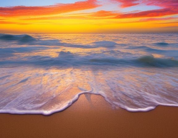 Tropical beach with shimmering waves and sandy shores to colorful beach ...