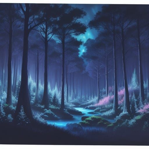 ink drawing of an enchanted forest - ink drawing of an encha...