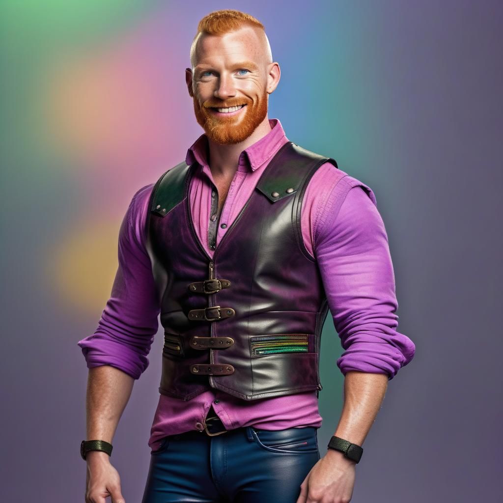 Handsome ginger man in purple shirt - AI Generated Artwork - NightCafe ...