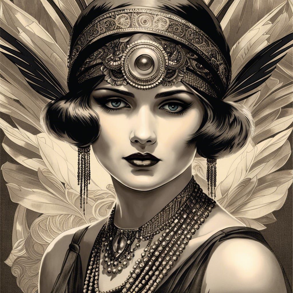 Dramatic cinematic 1920s flapper girl - AI Generated Artwork ...