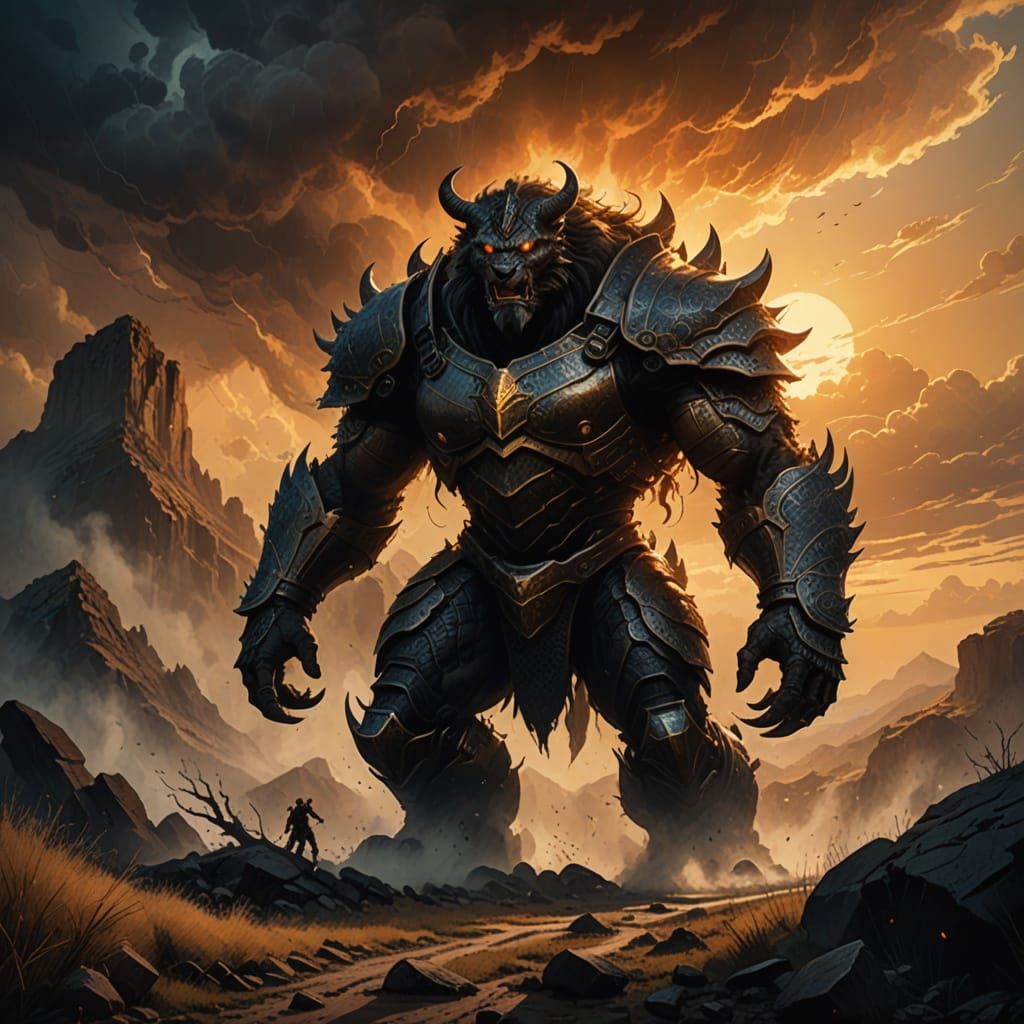 Majestic Colossal Beast Rises from Ancient Mists - AI Art