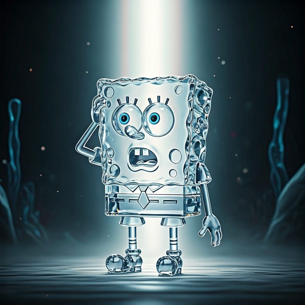 Am I .. ? - Crystal SpongeBob in Dreamscape: A Surreal Digit...