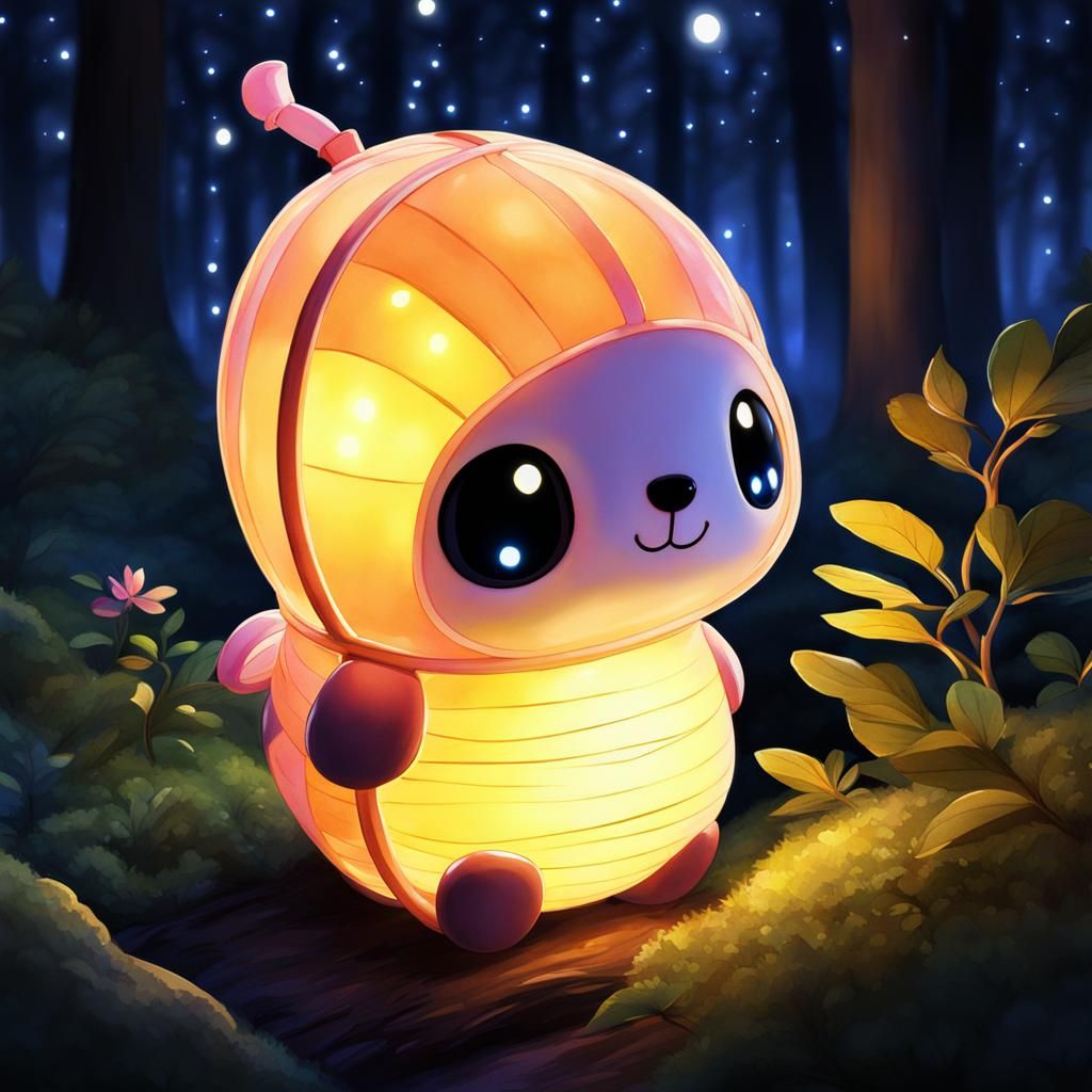 cute glow-worm , Glowing abdominal_lantern, forest, kawaii, 3D ...