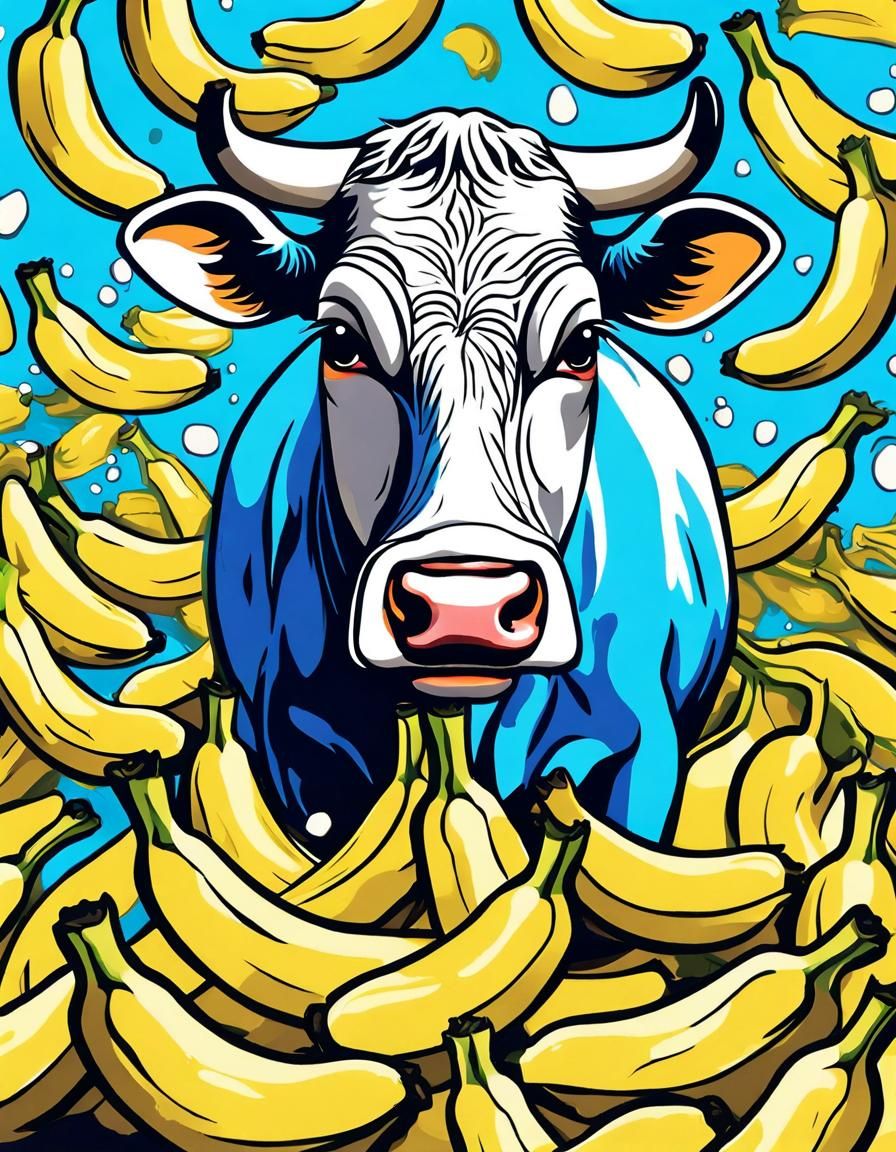 cow at a banana milk factory cute kawaii adorable; whole bananas ...