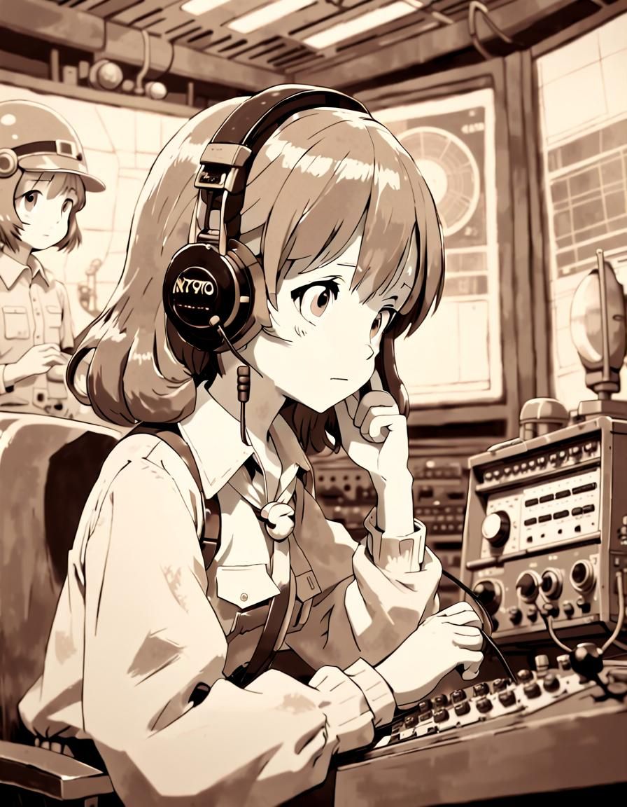 Sepia vintage portrait of amateur radio operator (BluePencilXL) - AI ...