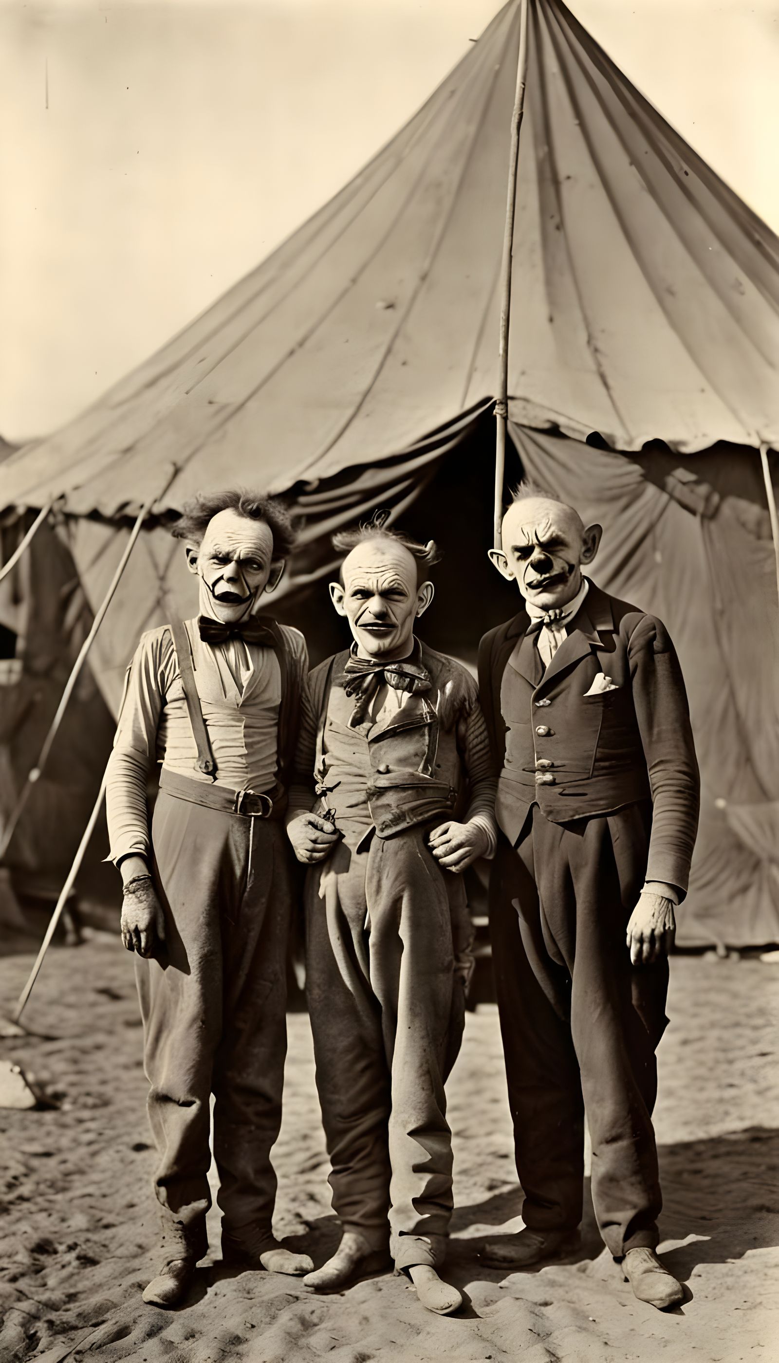 Sepia Toned Vintage Side Show Circus Clown Photos (Continued)